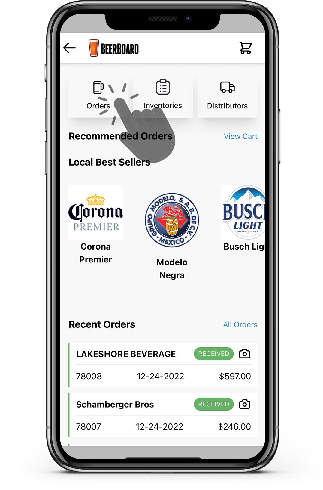 Orders Button: Using Invoice Capture to Receive an Order using SmartBar Mobile